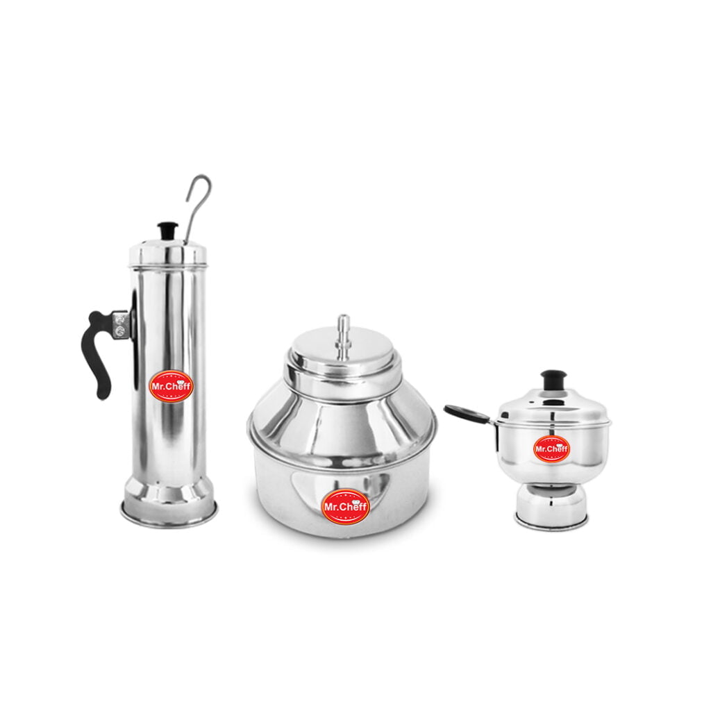 Puttu Cooker + Puttu Kuti Maker + Chiratta Puttu Maker (Stainless Steel ...